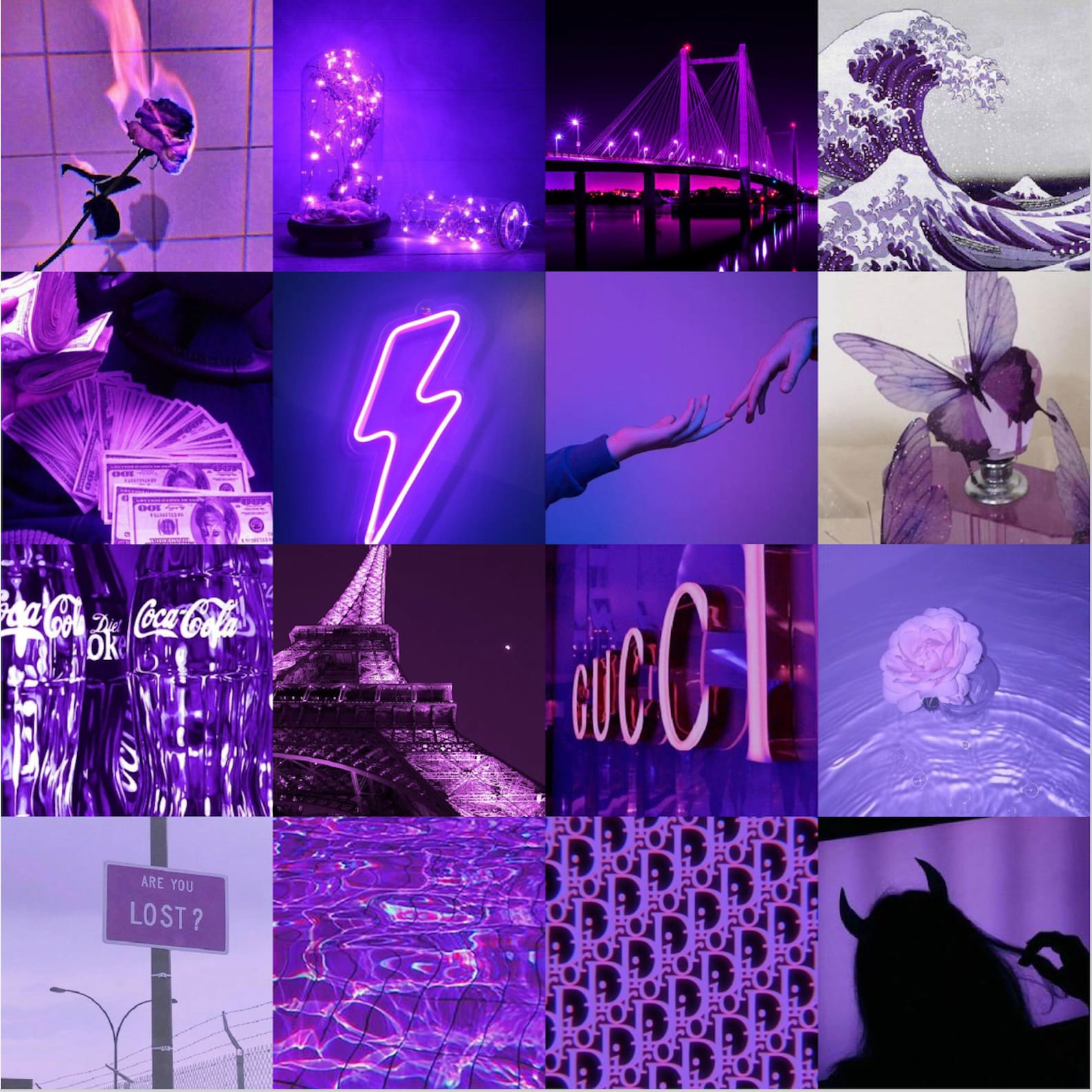 Purple Aesthetic Wall Collage Kit, Lila Ästhetische Collage Luxus ...