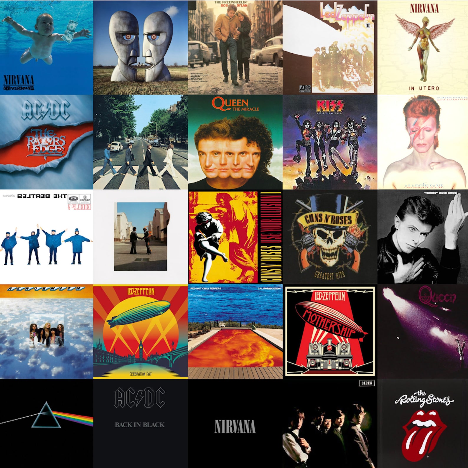 50 Rock Album Cover Wall Collage Digital Music Digital | Etsy