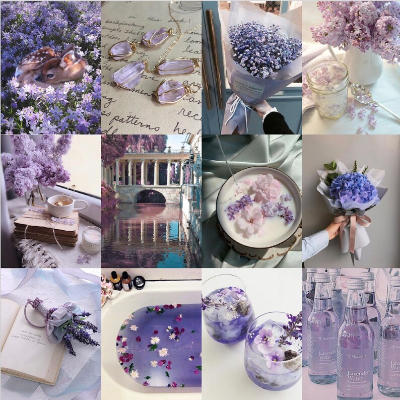 Lilac Lavender Aesthetic Wall Collage Kit, Soft Purple Aesthetic ...