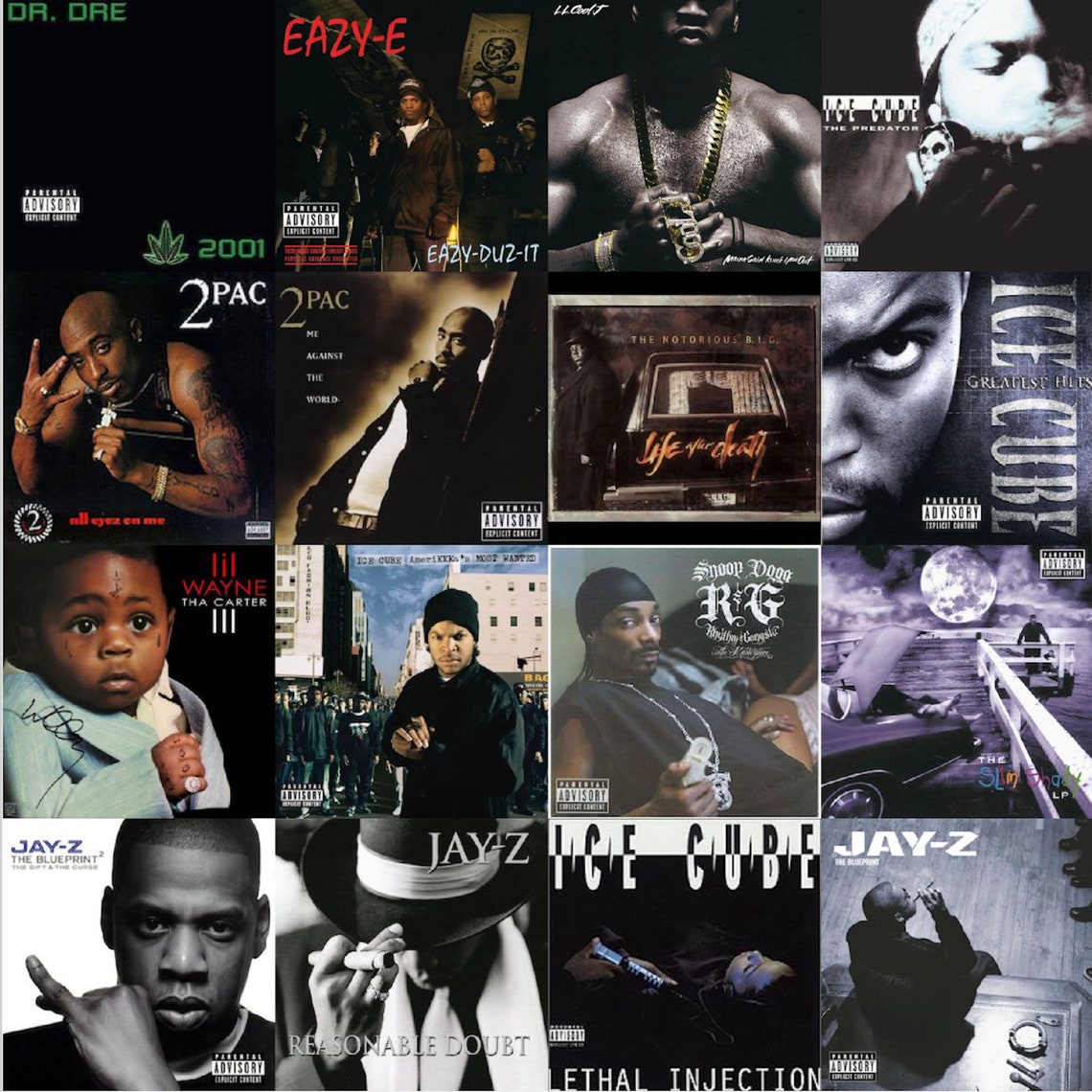 40 Old School 90's Rap/hip-hop Album Cover Wall Collage | Etsy