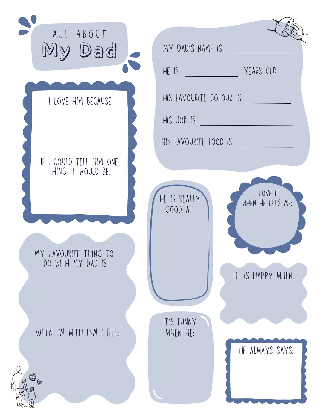 All About Dad Father's Day Printable - Personalized Father's Day Gift ...