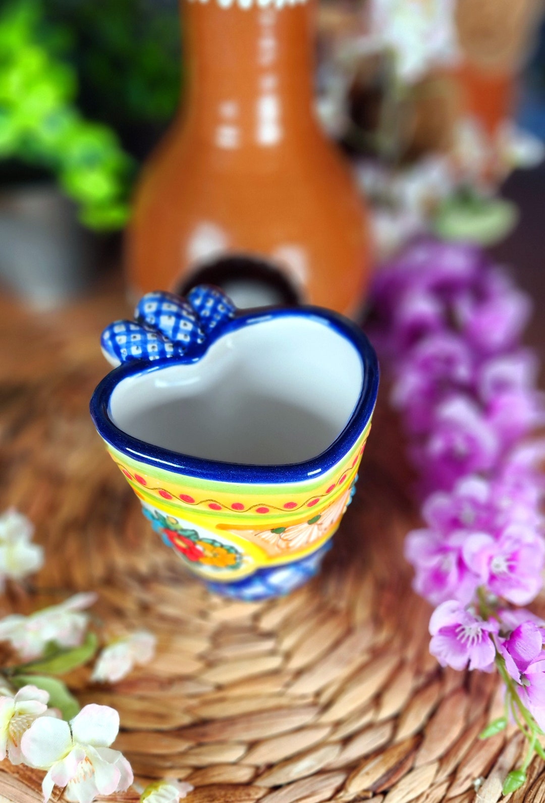Mexican Talavera Heart Coffee Mug Limited Edition 300ml Handmade Made ...