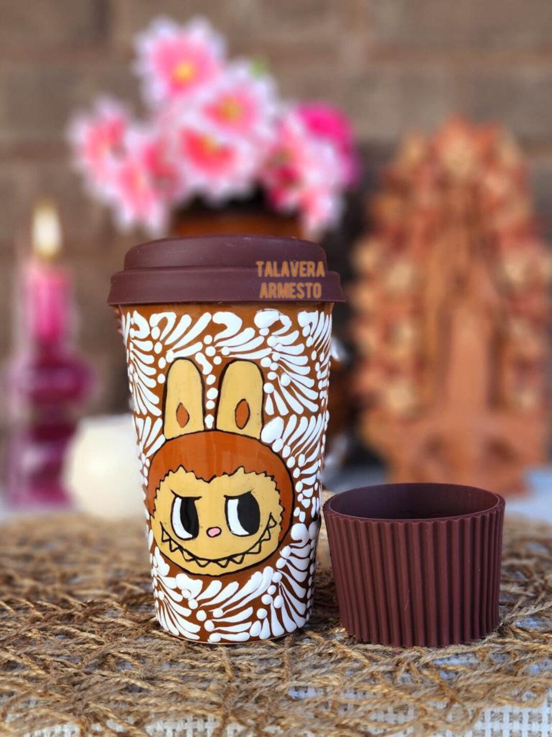 Original Mexican Brown Monster Talavera Tumbler Coffee 450ml Handmade ...