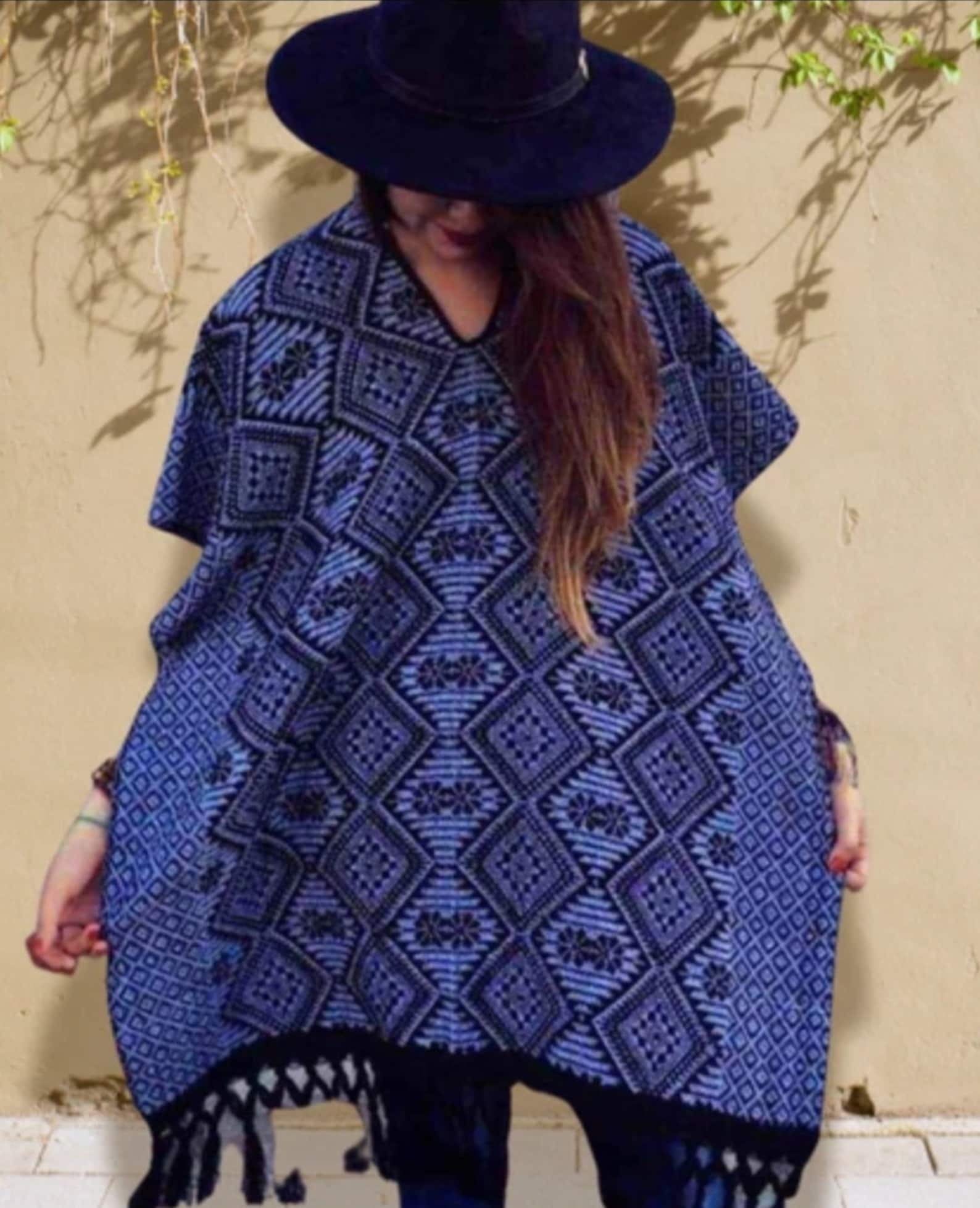 Mexican Woven Gaban Poncho 2 Way to Use Handmade Soft Warm Sarape Dress ...