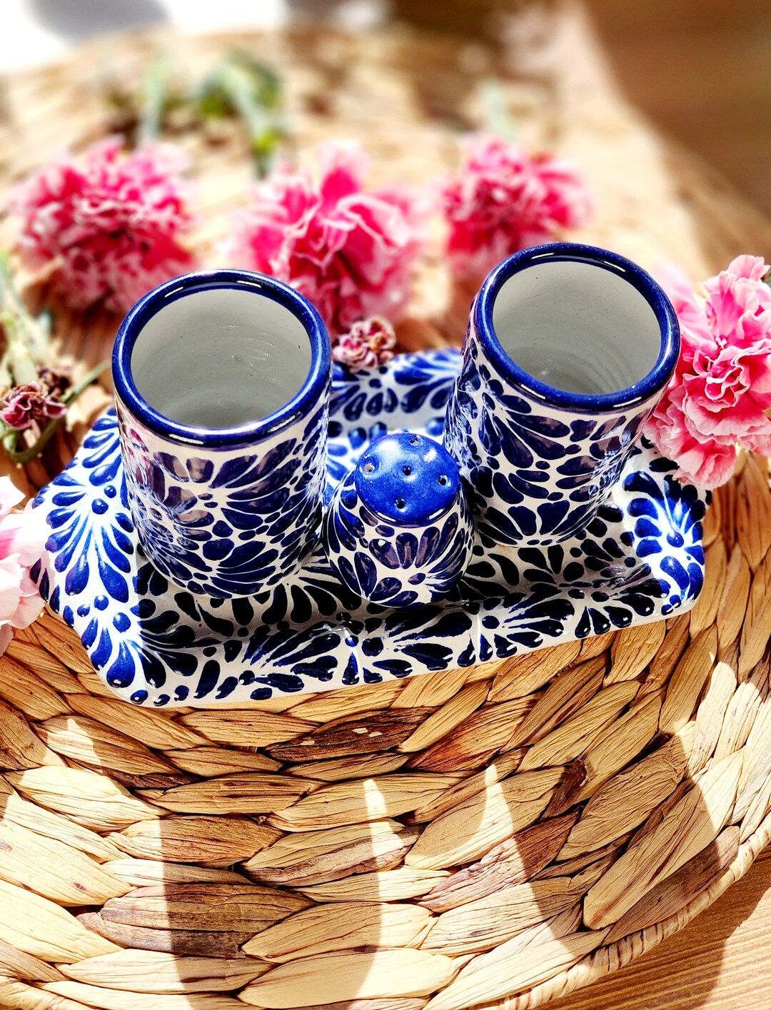 Blue White Original Talavera Set Mezcalero Tequilero Shot 4 - Etsy