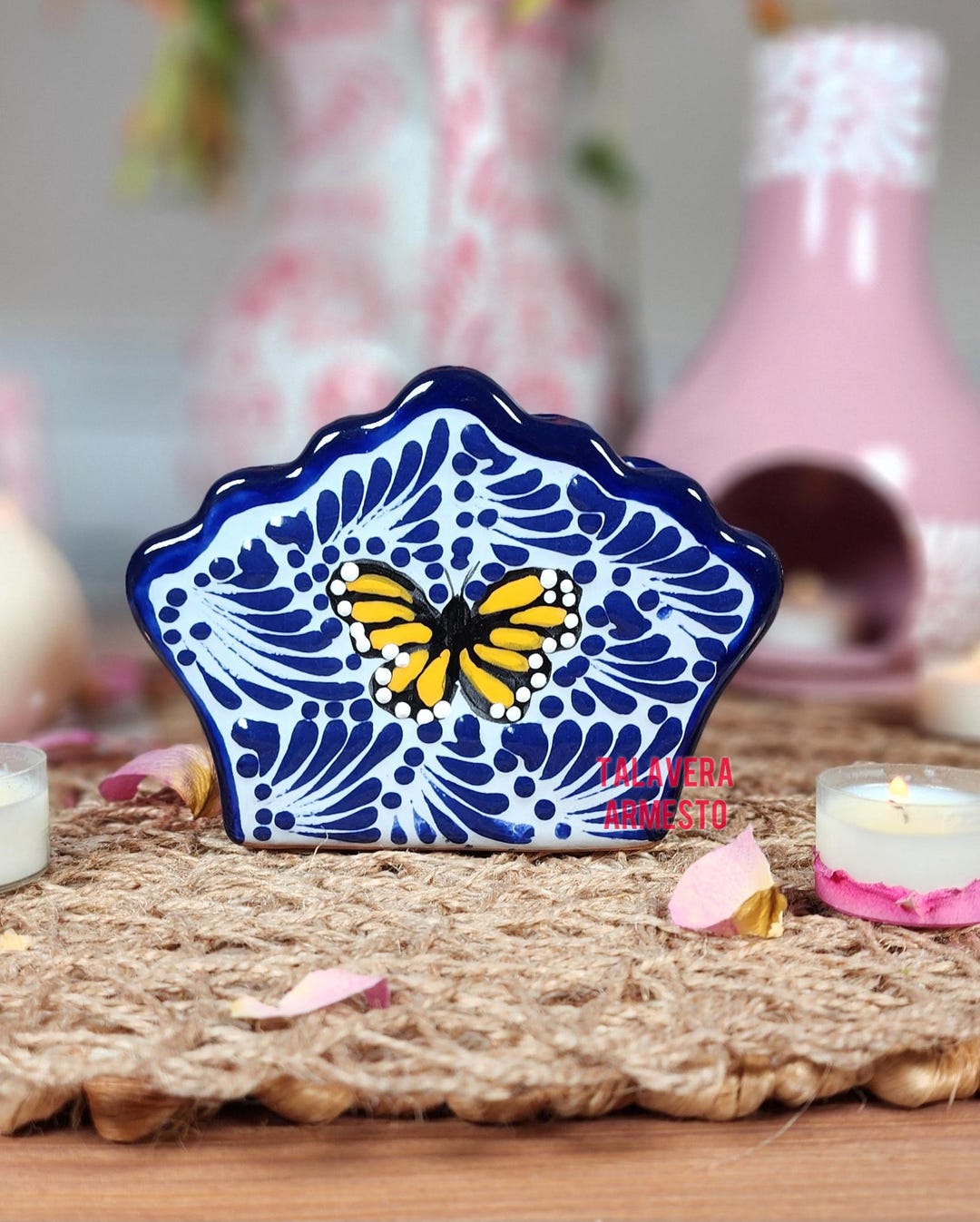 Mexican Talavera Napkins Holder Butterfly Home Decor Kitchen ...
