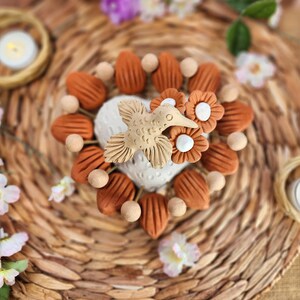 Hand Sculpted Clay Heart Corazón Wall Decor Mexican Flower Bird ...