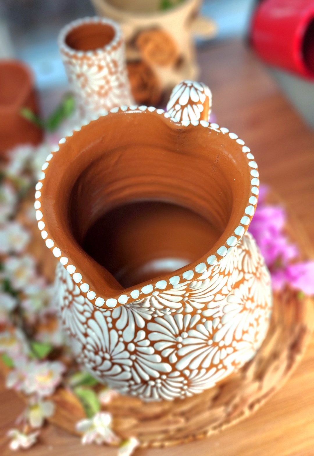 Beautiful Large Mexican Talavera Heart Pitcher 3 Liter Handmade Home ...