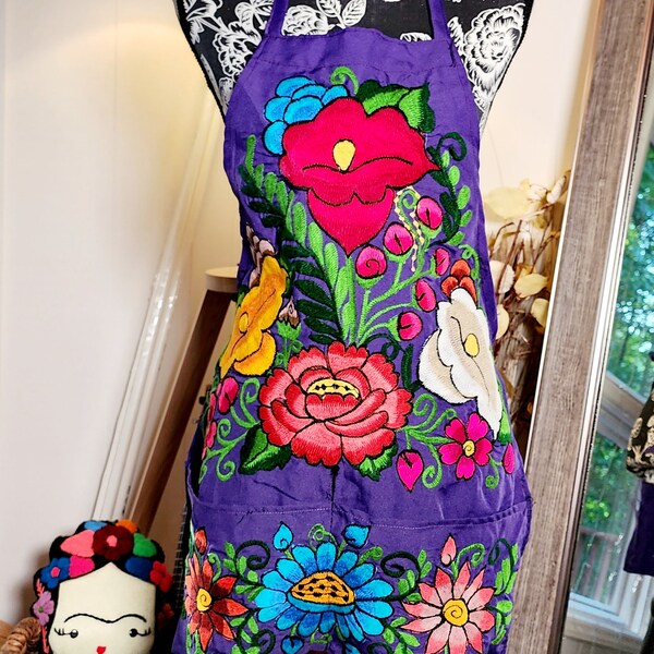 Mexican Embroidered Apron - Etsy