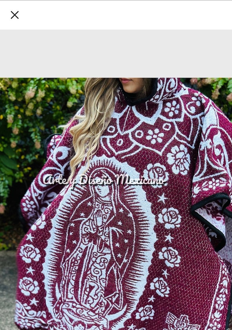 Our Lady of Guadalupe Thick Poncho With Hat Handmade Blanket Soft Warm ...