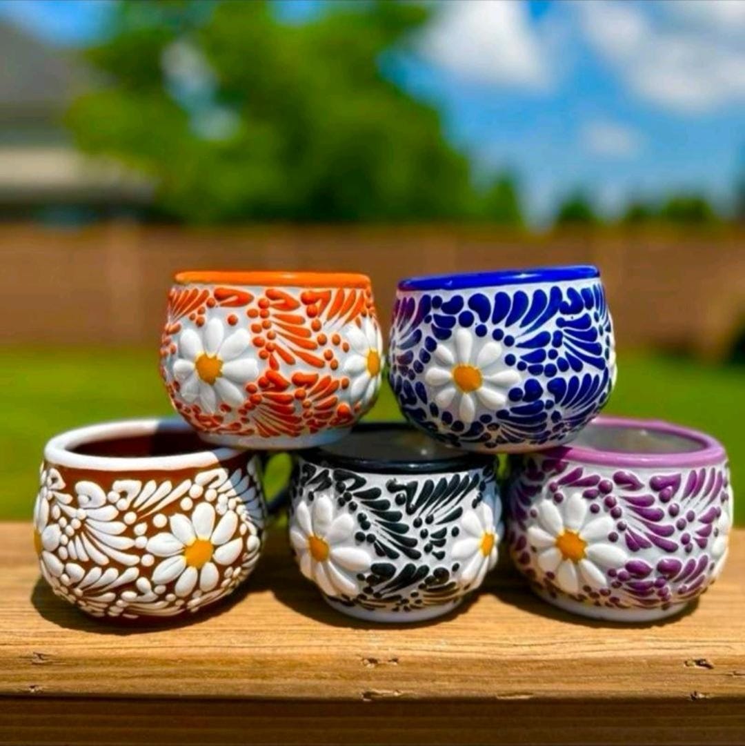5 Pack Talavera Daisy Mugs Margarita Coffee Mug 8oz Taza Chocolatera ...