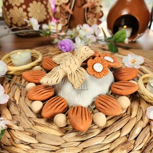 Hand Sculpted Clay Heart Corazón Wall Decor Mexican Flower Bird ...