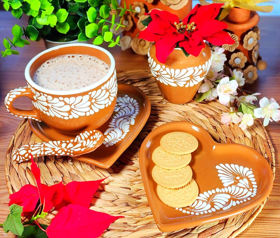 Original Mexican Brown Talavera Jumbo 600ml Coffee Mug Spoon Heart ...