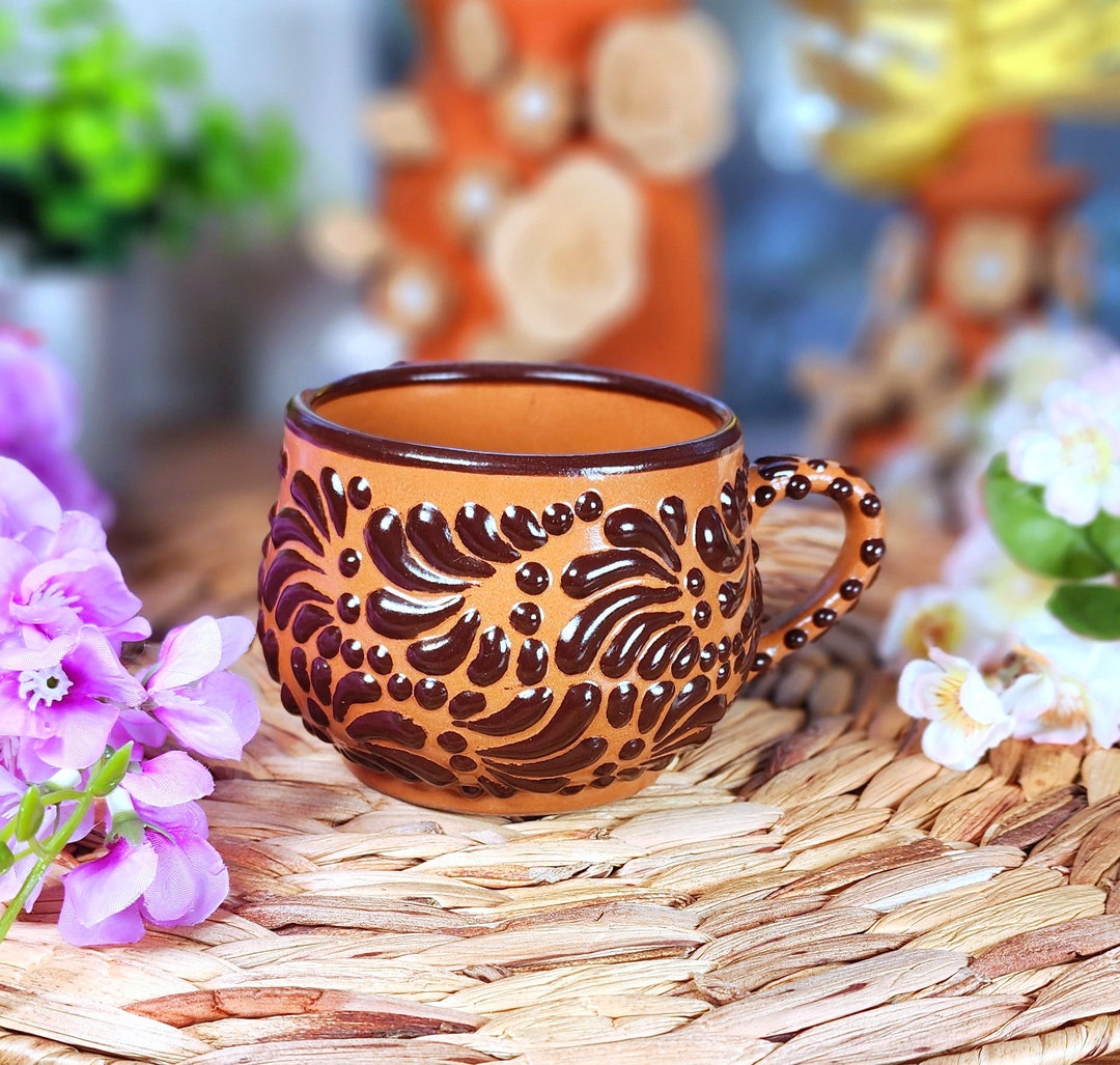 Original Mexican Talavera Brown Chocolate Coffee Mug Handmade ...
