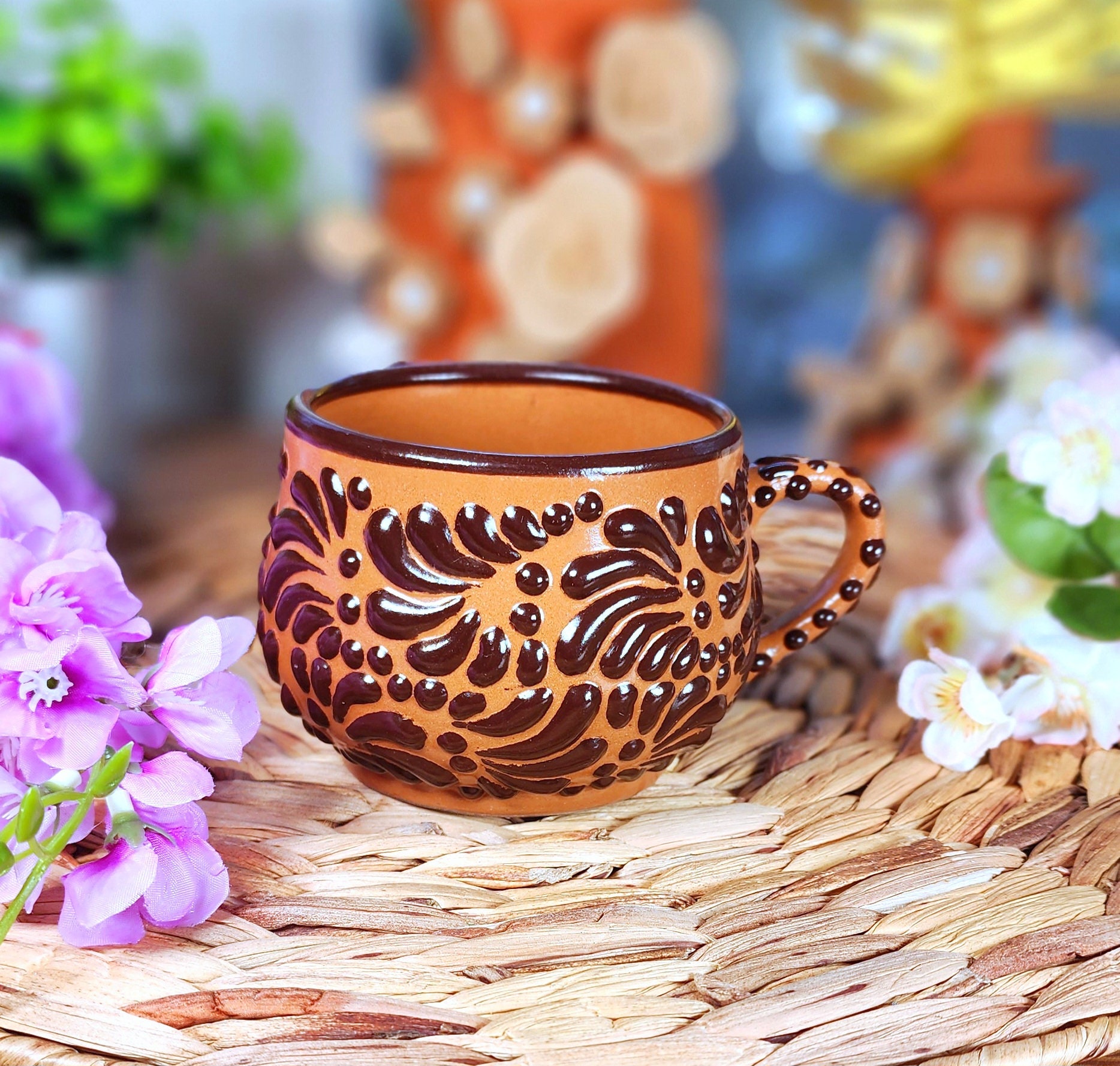 Original Mexican Talavera Brown Chocolate Coffee Mug Handmade ...