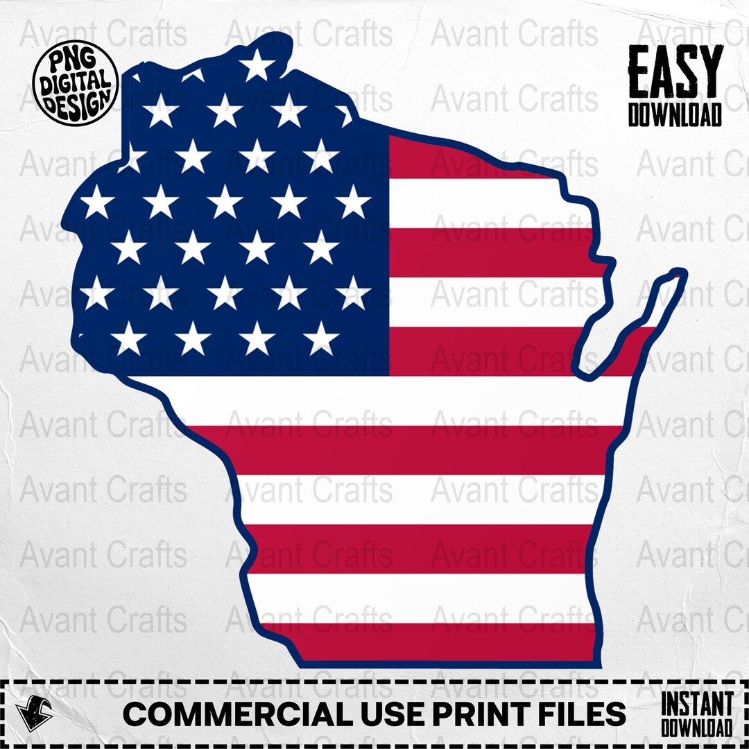 Wisconsin State US Flag Digital File Download Jpeg, Png, Pdf - Etsy