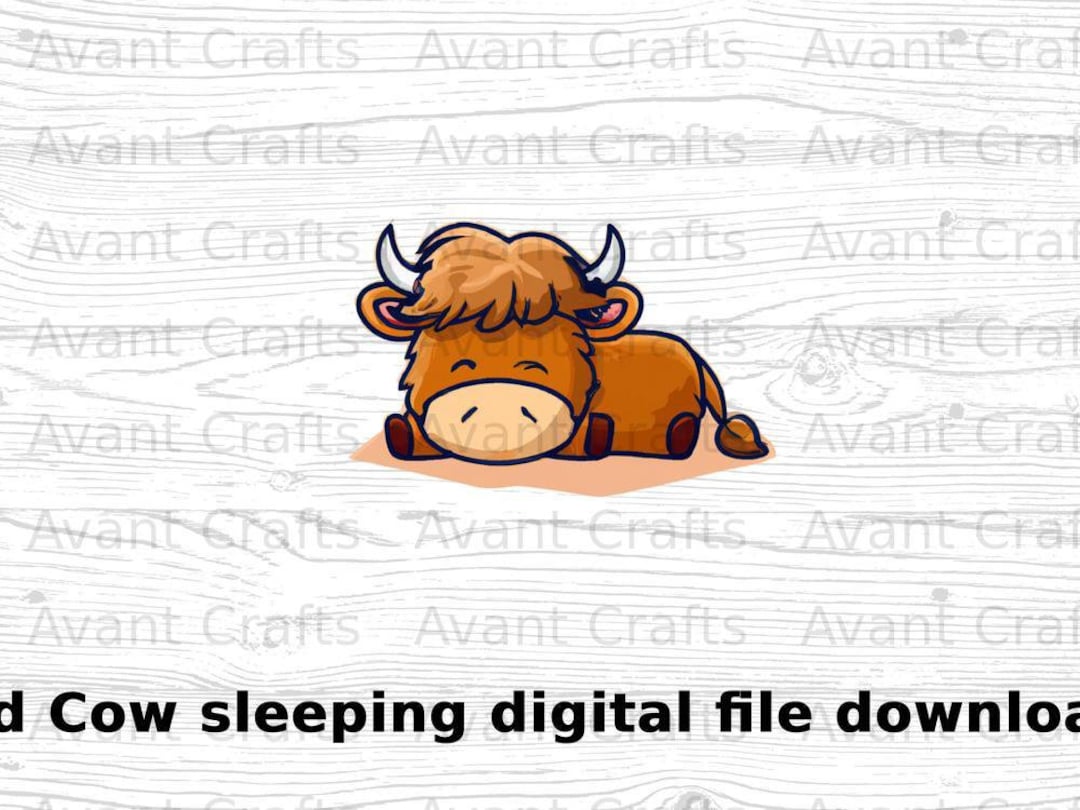 Cartoon Highland Cow Sleeping Digital File Download Jpeg, Png, Pdf - Etsy