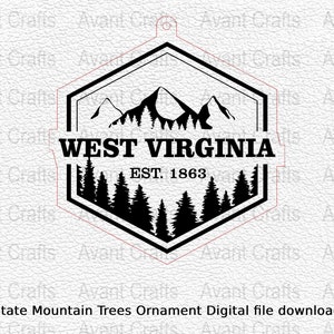 West Virginia State Mountain Trees Ornament Digital File Download Svg ...