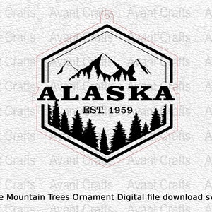 Alaska State Mountain Trees Ornament Digital File Download Svg, Png ...