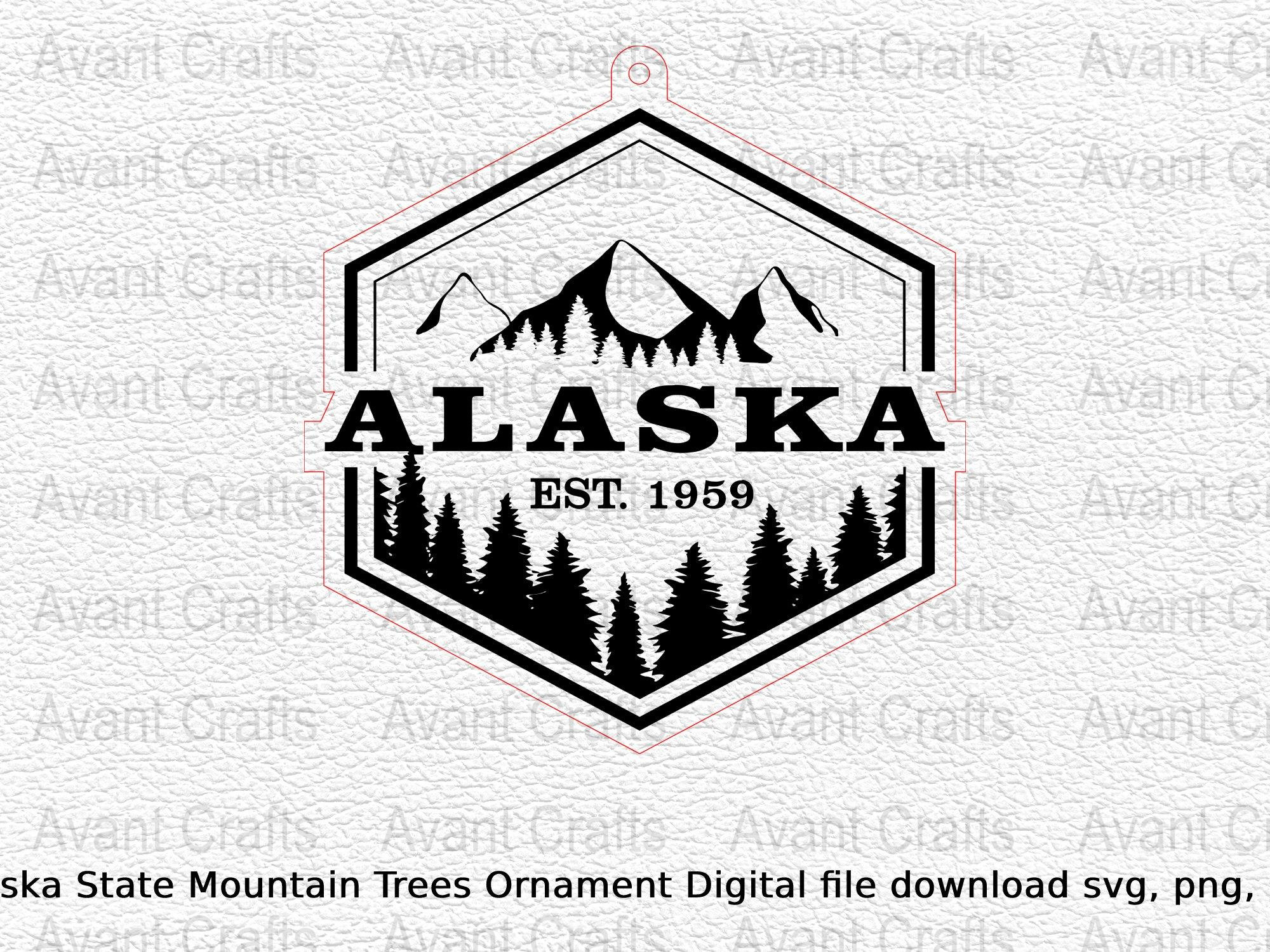 Alaska State Mountain Trees Ornament Digital File Download Svg, Png ...