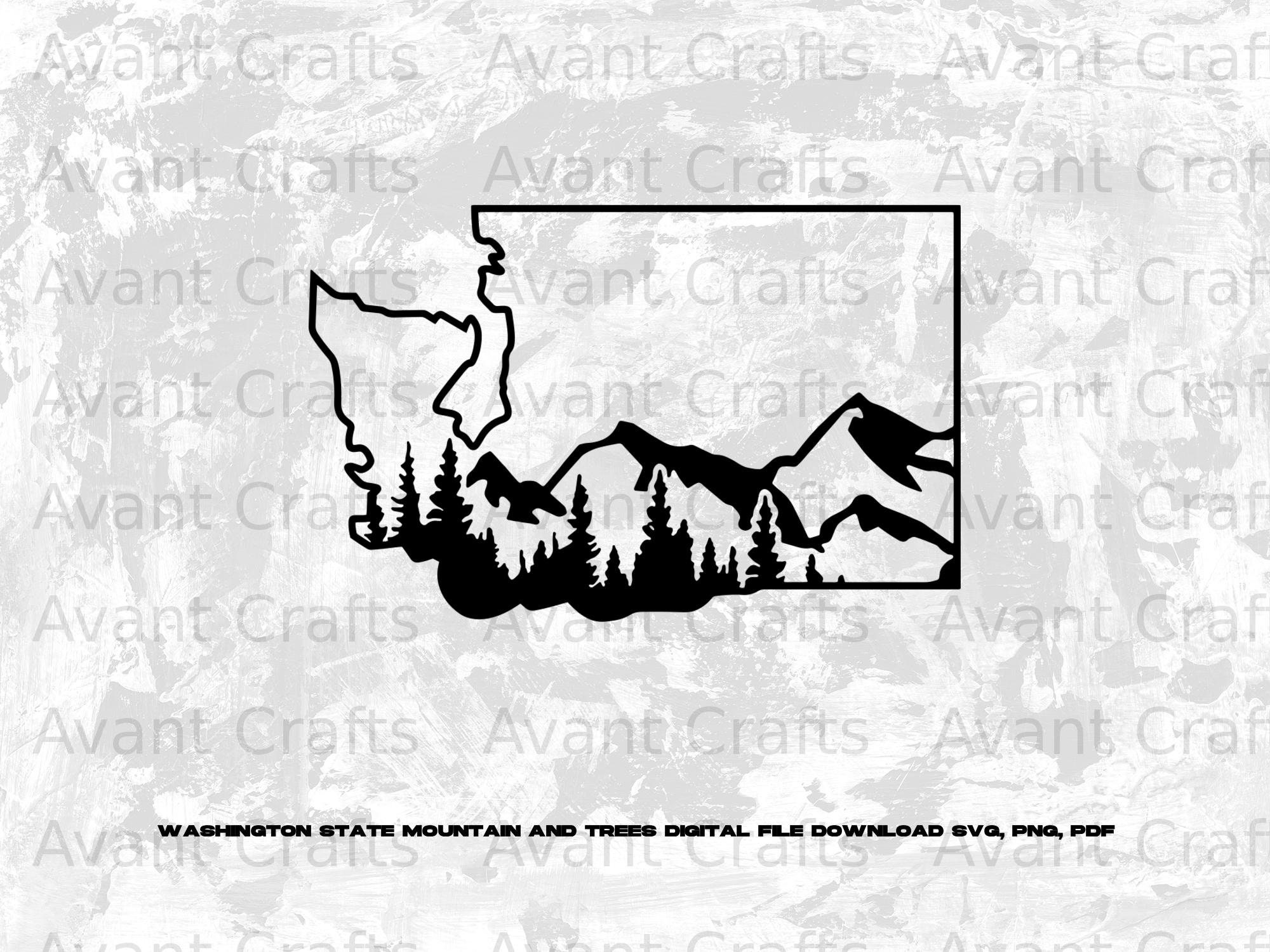 Washington State Mountain and Trees Digital File Download Svg, Png, Pdf ...