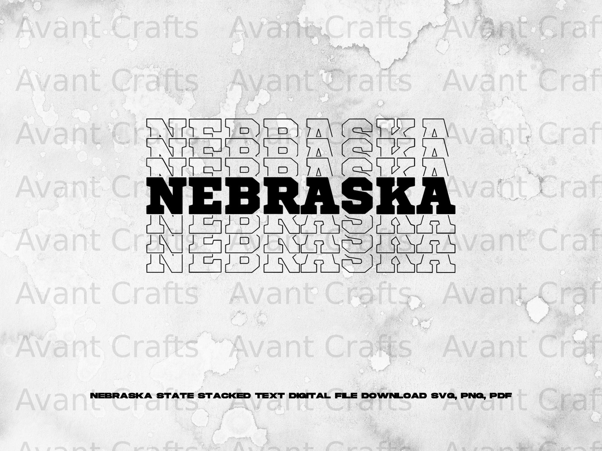 Nebraska State Stacked Text Digital File Download Svg, Png, Pdf - Etsy