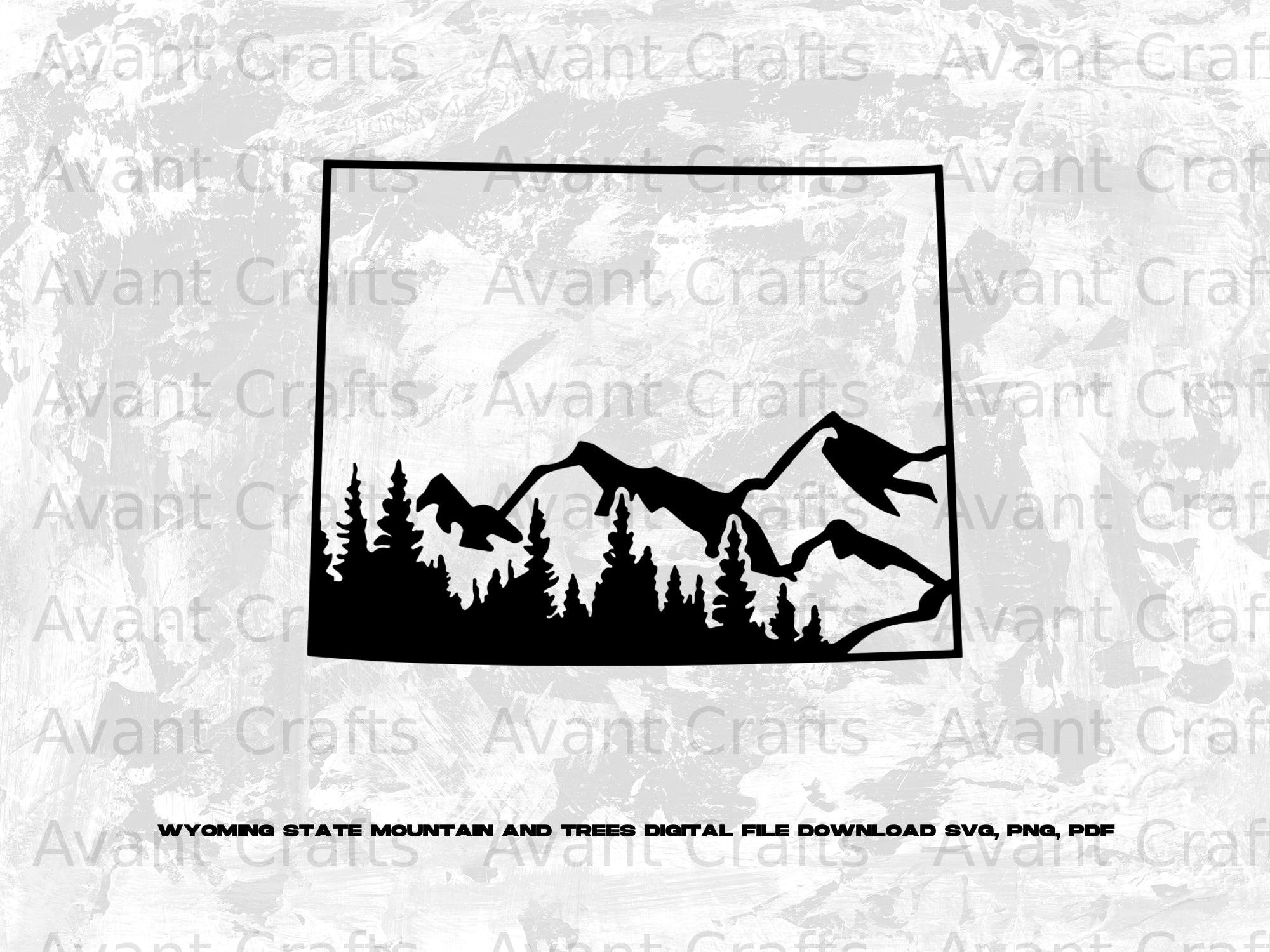 Wyoming State Mountain and Trees Digital File Download Svg, Png, Pdf - Etsy