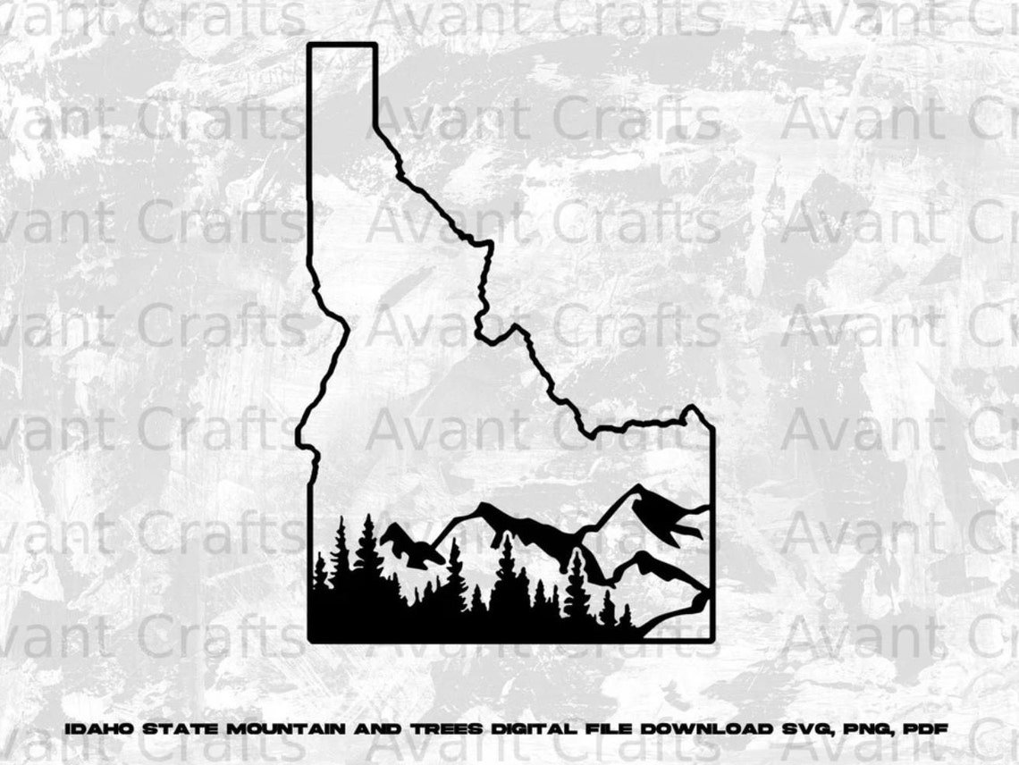 Idaho Mountains and Trees SVG, PNG, PSD - Etsy