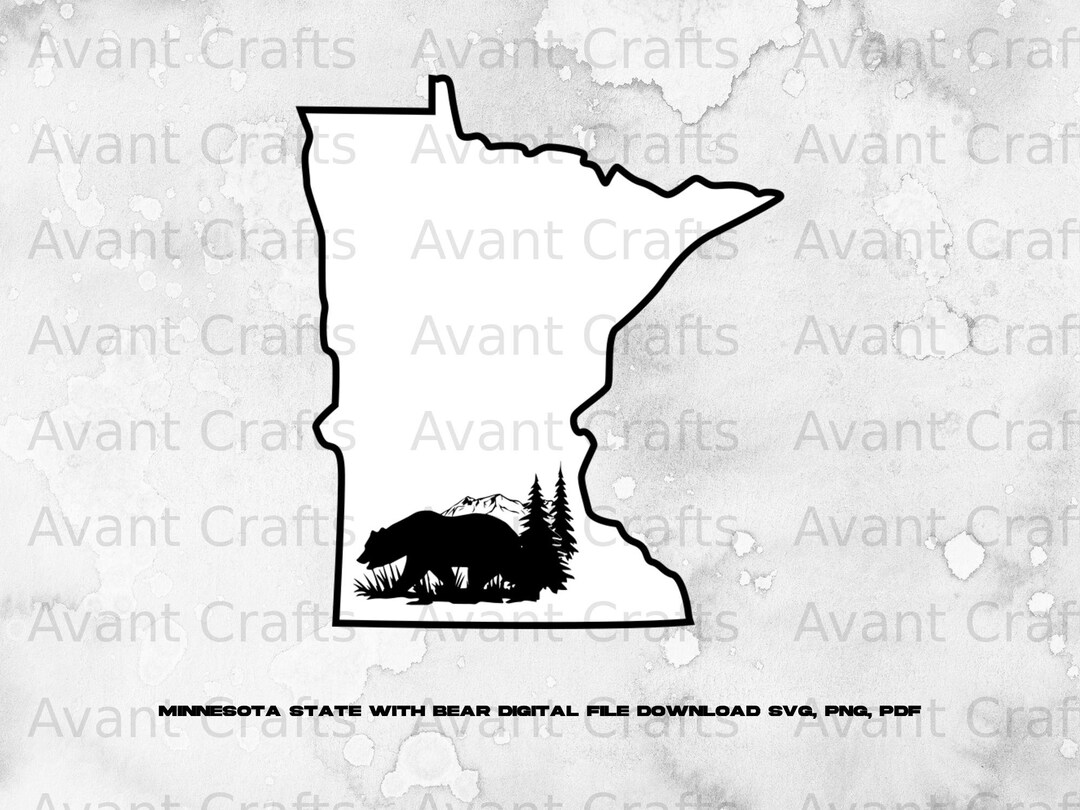 Minnesota State With Bear Digital File Download Svg, Png, Pdf - Etsy