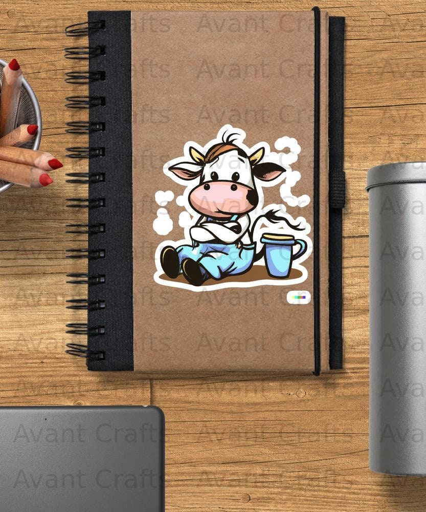 Cartoon Cow Drinking Coffee Digital File Download Jpeg, Png, Pdf - Etsy