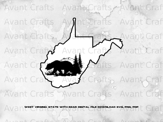 West Virginia State With Bear Digital File Download Svg Png | Etsy