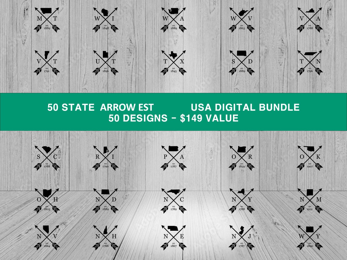 50 State Arrows Est Digital File Download Svg, Png, Pdf - Etsy