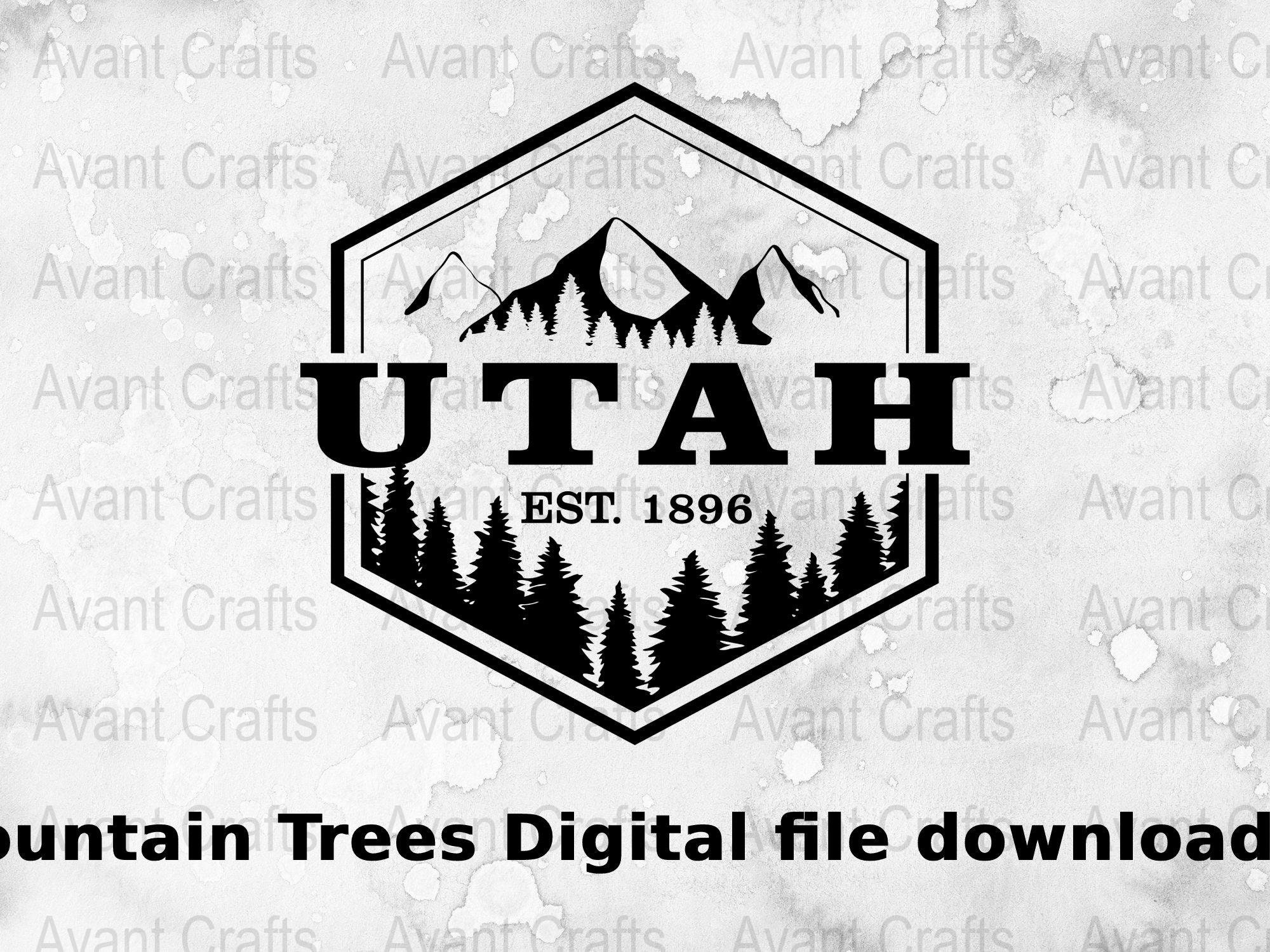 Utah State Mountain Trees Digital File Download Svg, Png, Pdf - Etsy