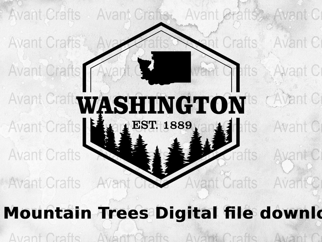 Washington State Mountain Trees Digital File Download Svg, Png, Pdf - Etsy