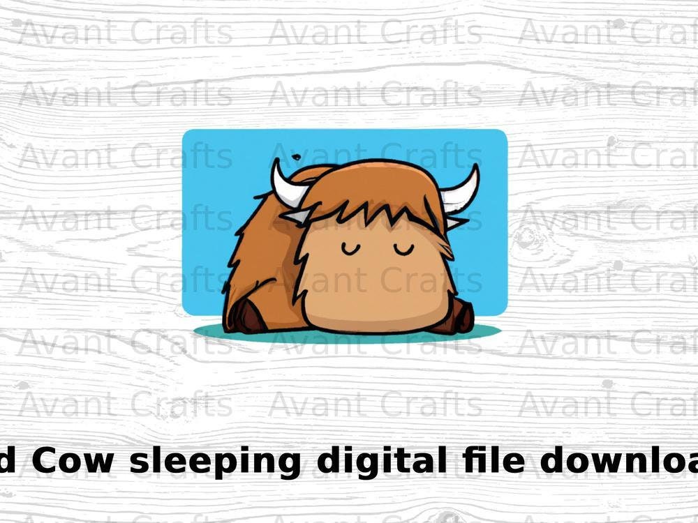Cartoon Highland Cow Sleeping Digital File Download Jpeg, Png, Pdf - Etsy