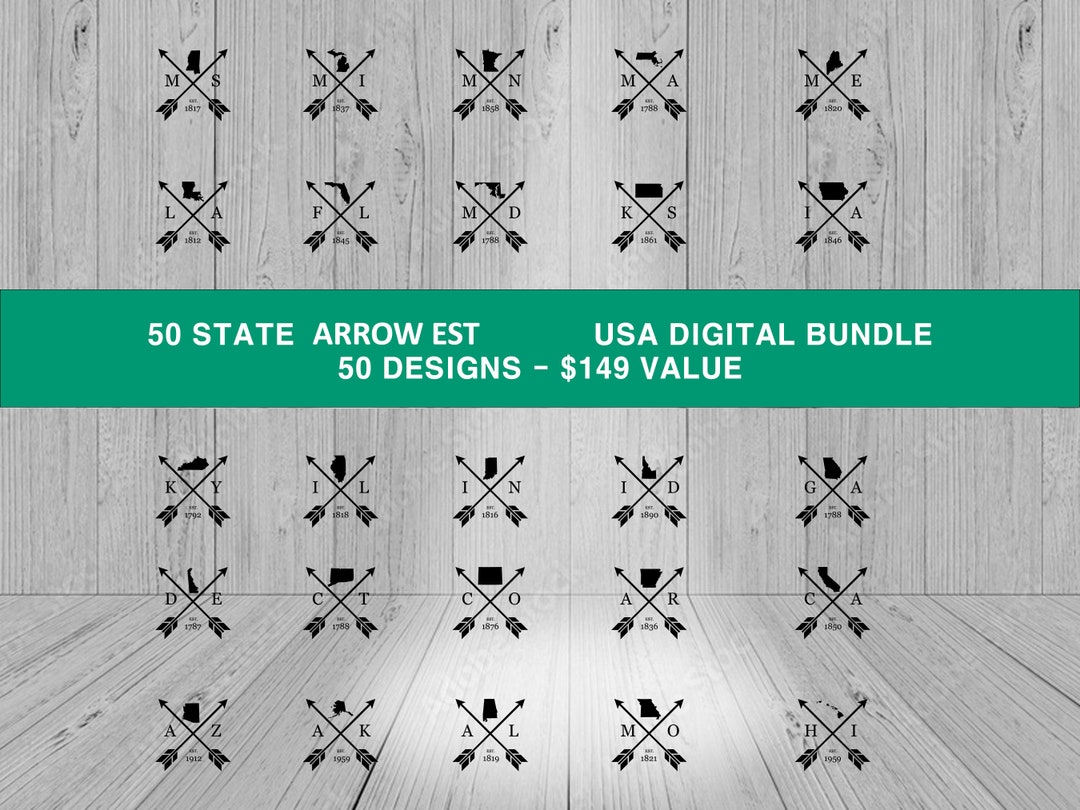 50 State Arrows Est Digital File Download Svg, Png, Pdf - Etsy