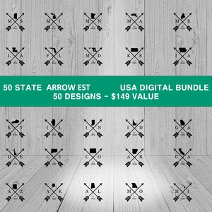 50 State Arrows Est Digital File Download Svg, Png, Pdf - Etsy