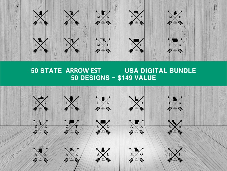 50 State Arrows Est Digital File Download Svg, Png, Pdf - Etsy
