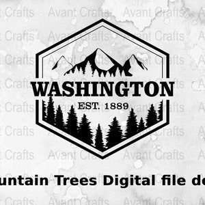 Washington State Mountain Trees Digital File Download Svg, Png, Pdf - Etsy