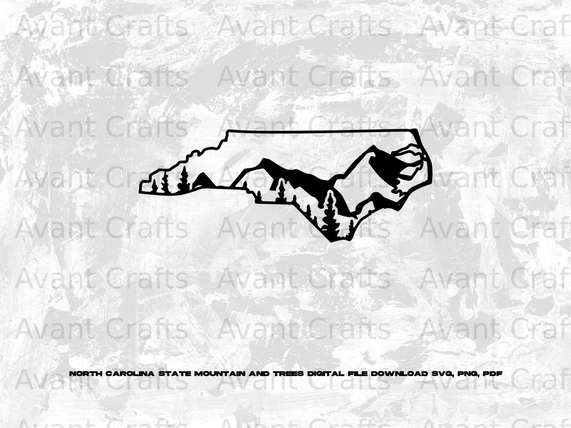 North Carolina State Mountain and Trees Digital File Download Svg, Png ...
