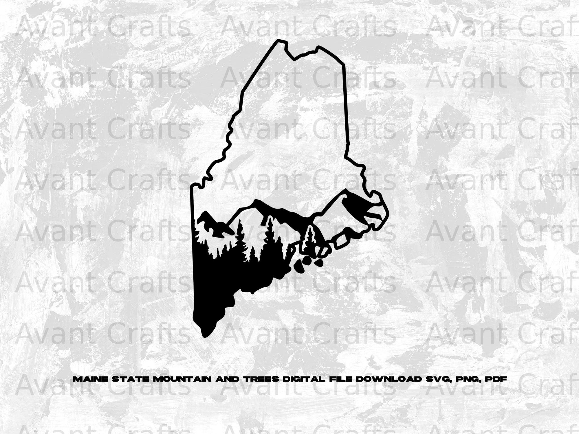 Maine State Mountain and Trees Digital File Download Svg, Png, Pdf - Etsy