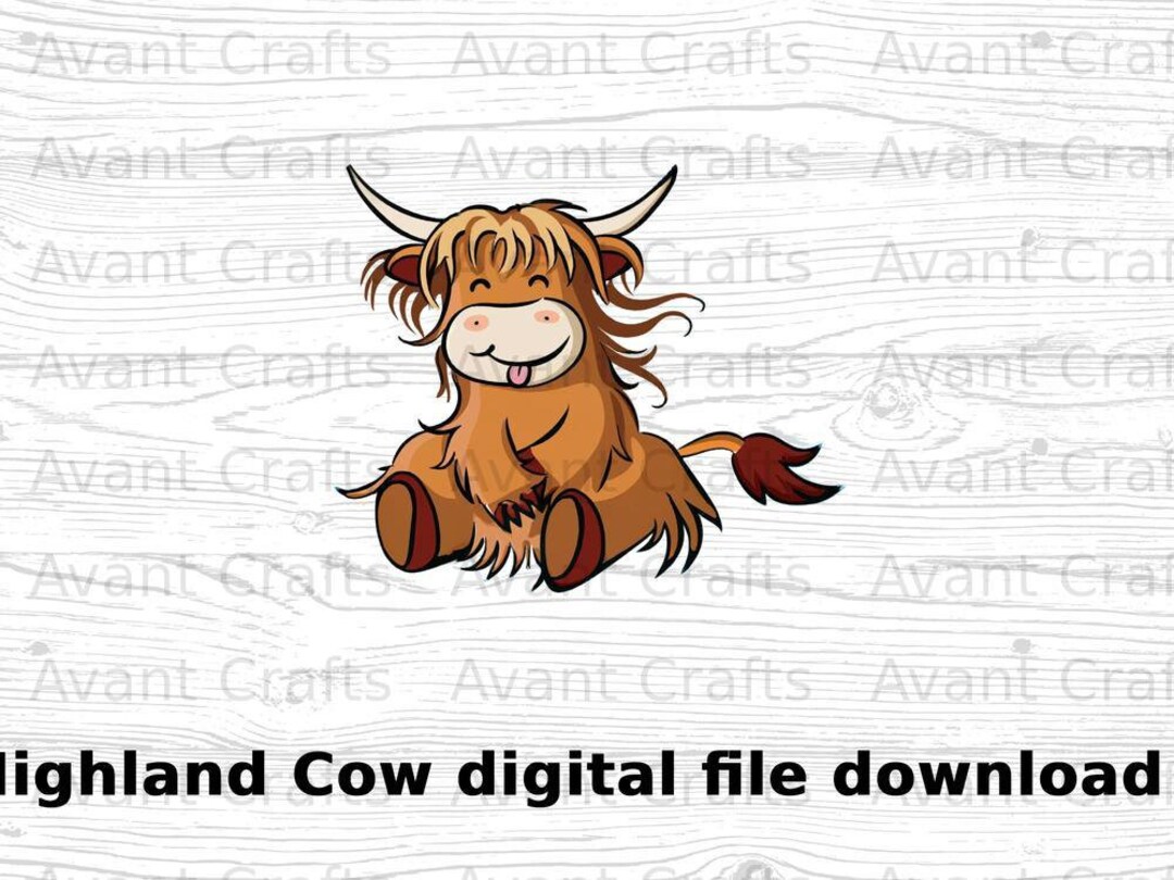 Silly Cartoon Highland Cow Digital File Download Jpeg, Png, Pdf - Etsy
