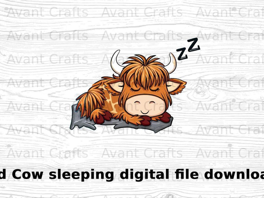 Cartoon Highland Cow Sleeping Digital File Download Jpeg, Png, Pdf - Etsy