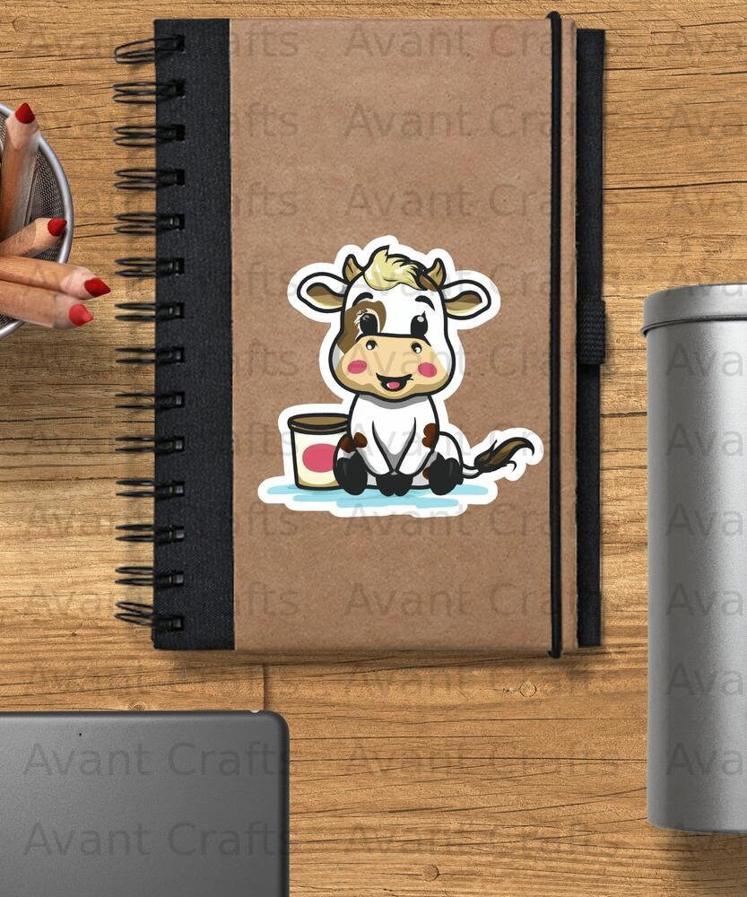 Cartoon Cow Drinking Coffee Digital File Download Jpeg, Png, Pdf - Etsy