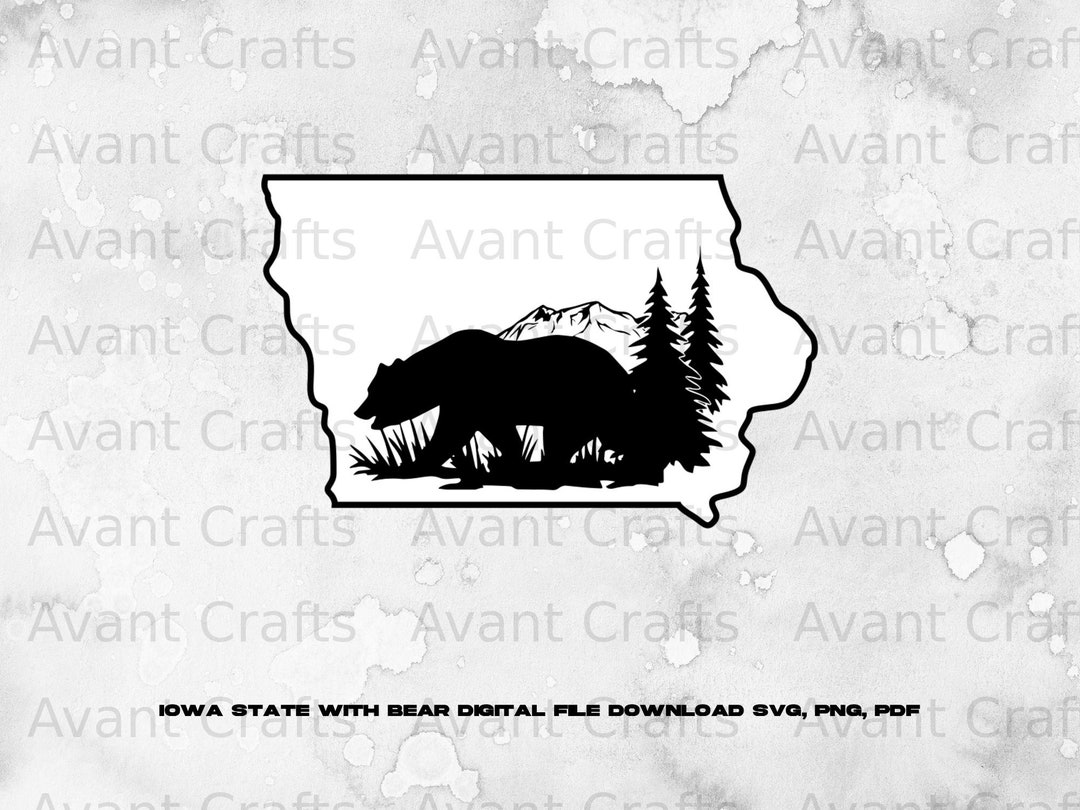 Iowa State With Bear Digital File Download Svg, Png, Pdf - Etsy