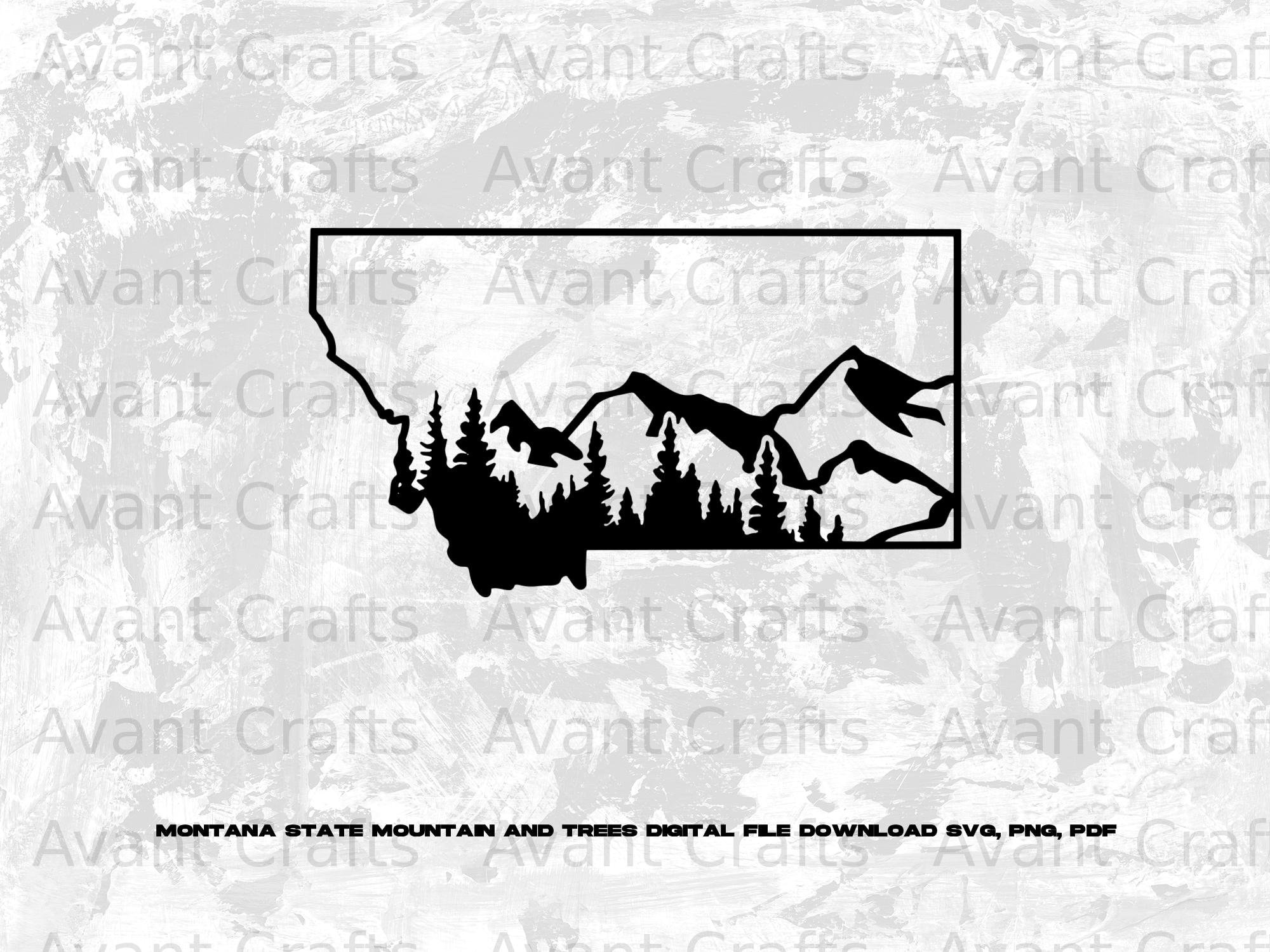 Montana State Mountain and Trees Digital File Download Svg - Etsy