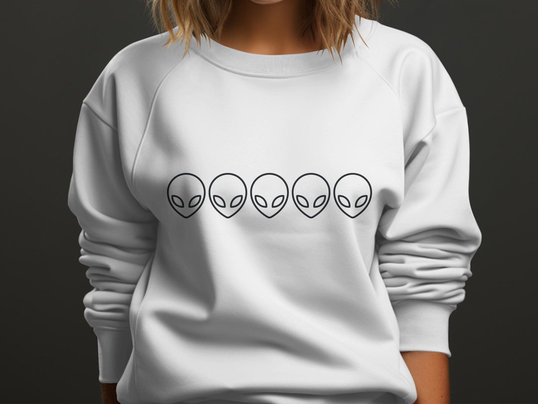 Comfort Colors Hoodie With Alien Faces, Unisex Extraterrestrial Graphic ...