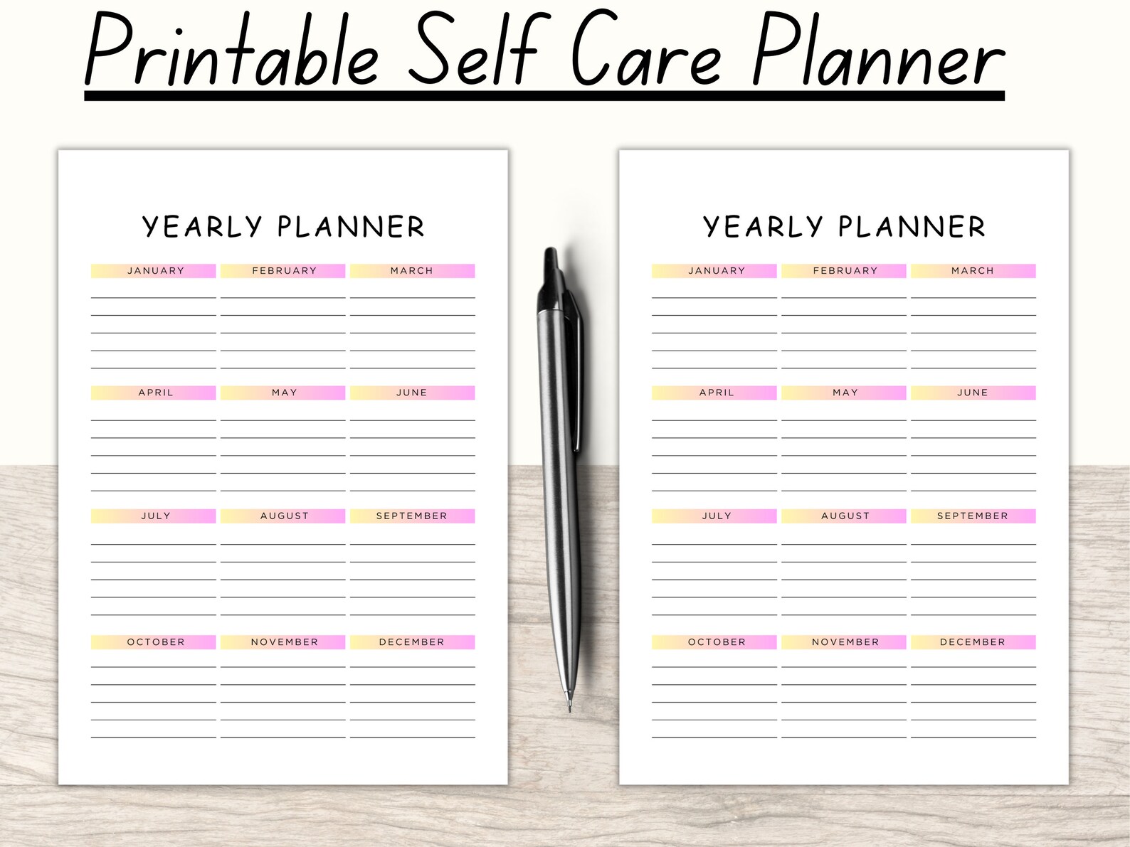 Yearly Planner Yearly Printable Year at a Glance New Year Resolution A4 ...