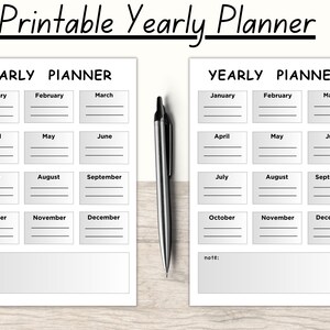 Yearly Planner Yearly Printable Year at a Glance New Year Resolution A4 ...