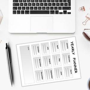 Yearly Planner Yearly Printable Year at a Glance New Year Resolution A4 ...